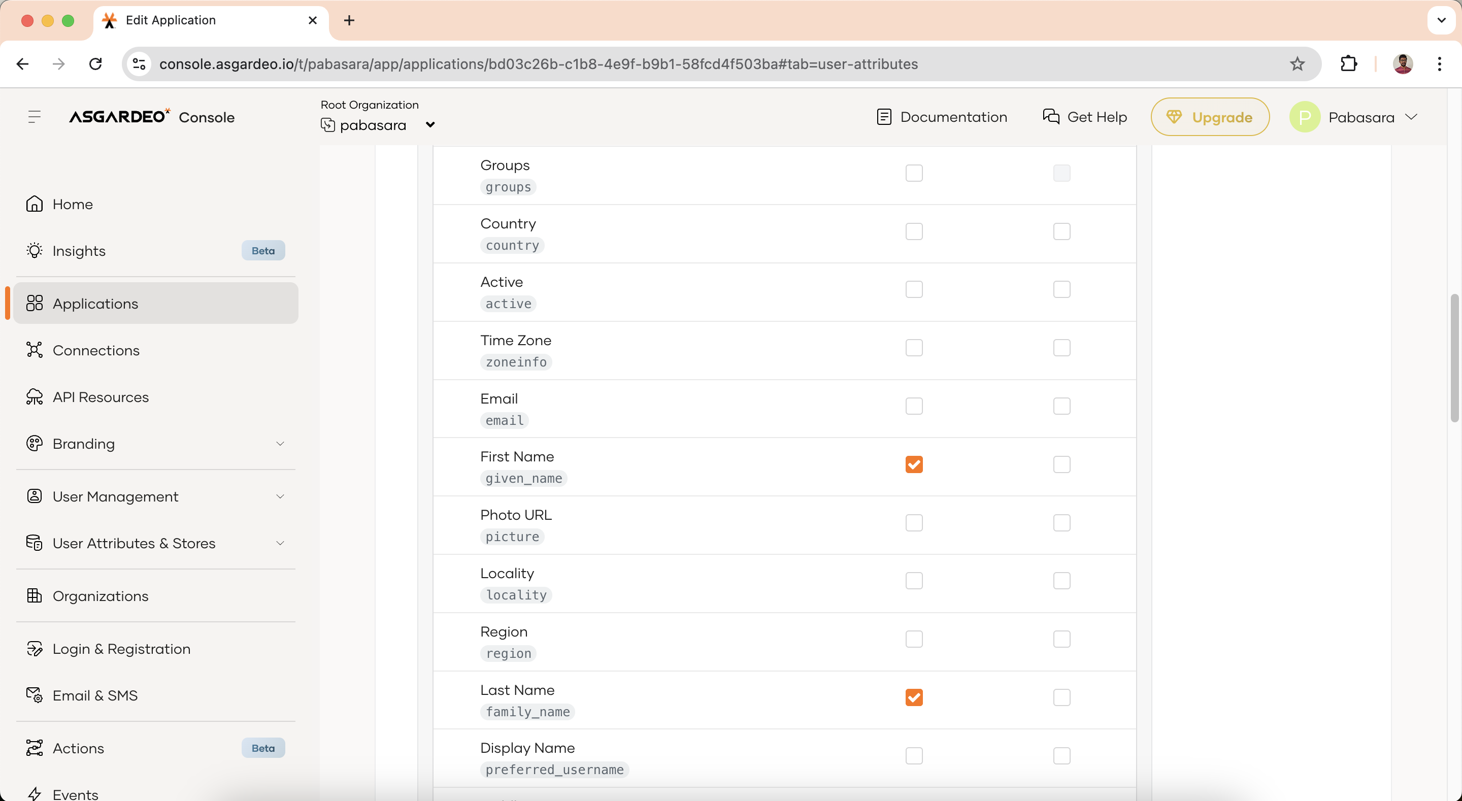 Display user details - Asgardeo