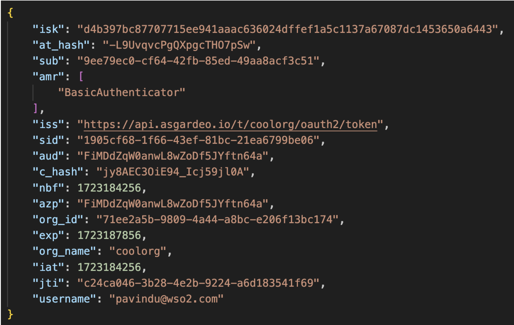 Display user details - Asgardeo