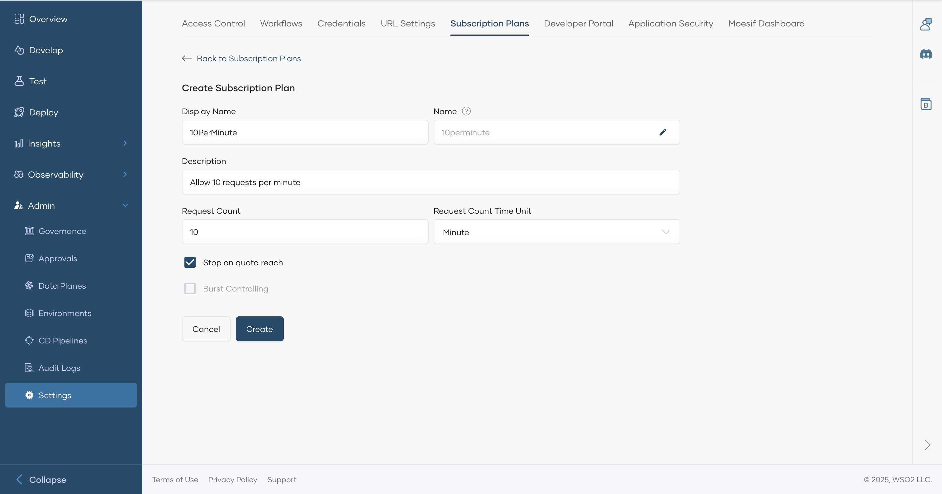 Bijira Documentation | Create API Subscription Plans