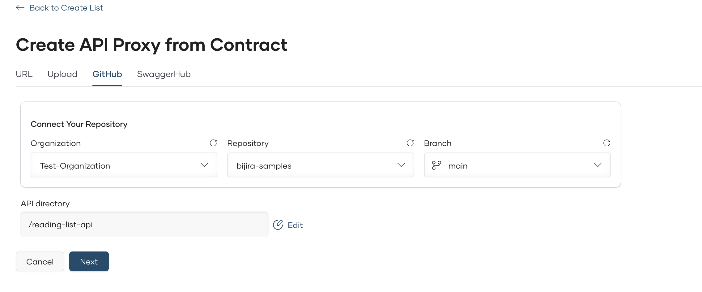 Bijira Documentation | Import API Contract from GitHub
