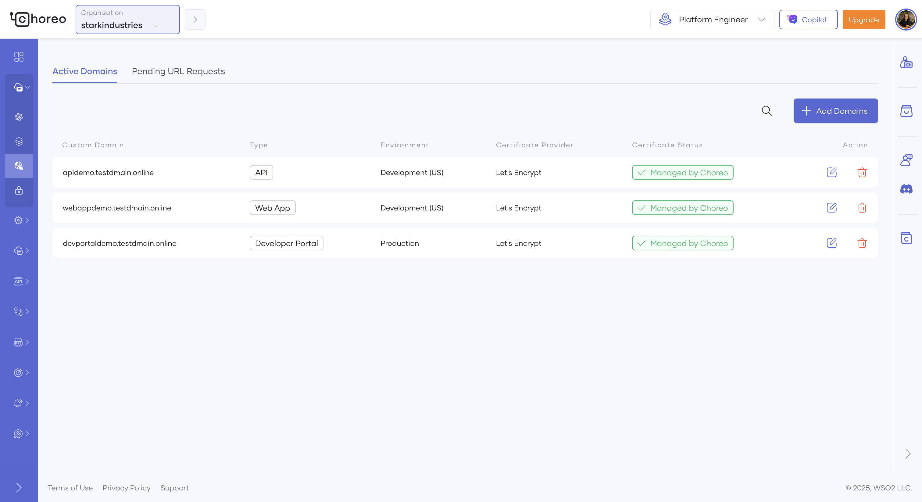 Configure a Custom Domain for Your Organization - Choreo Documentation | AI-Native Internal ...